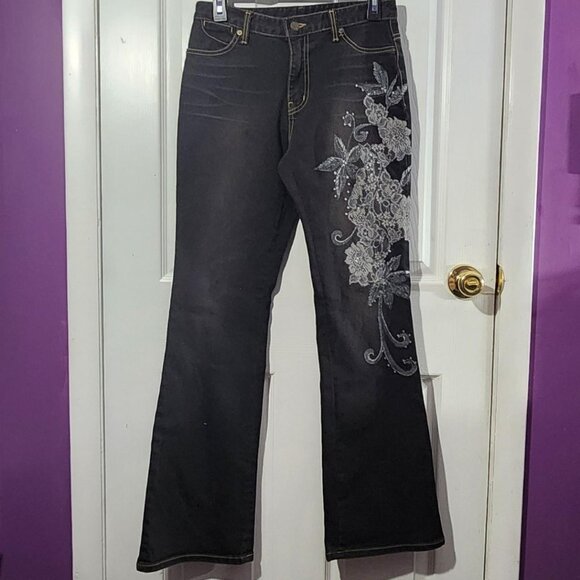 Vintage | Pants & Jumpsuits | Vintage Bedazzled Floral Bootcut Jeans ...